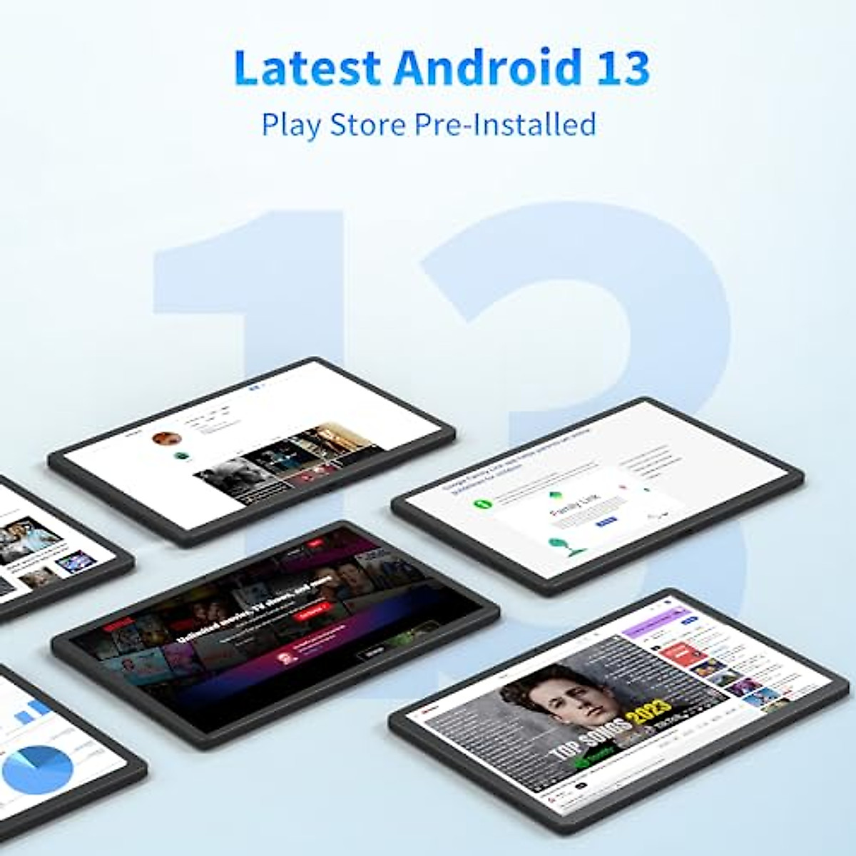 aigo 10.6 Inch Big Android Tablet 2K Tablet 8GB(4+4) + 128GB, Octa-Core Android 13 Gaming Tablet, 6000mAh Long Batterie, GPS, Dual WiFi - A16