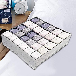 SALUTUYA Sock Drawer Organizer Divider, Underwear Organizer Durable 30 Grids Soft Foldable for Storing Underwear Bra for Bedroom