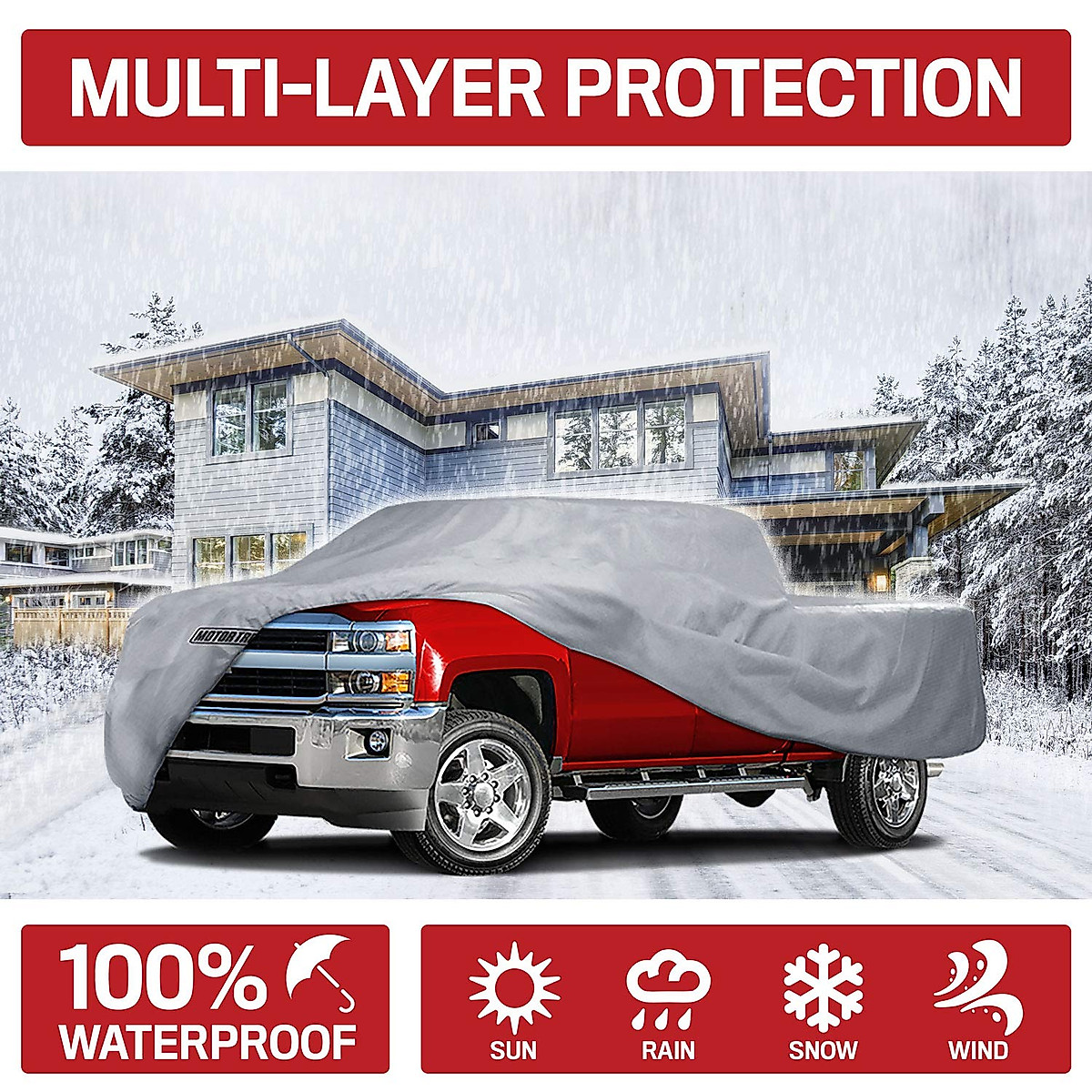 Motor Trend T-800 Truck Cover for Ford F-150 2001-2019 Super Crew/Cab Short Bed Custom Fit All Weather Waterproof Pickup Protection