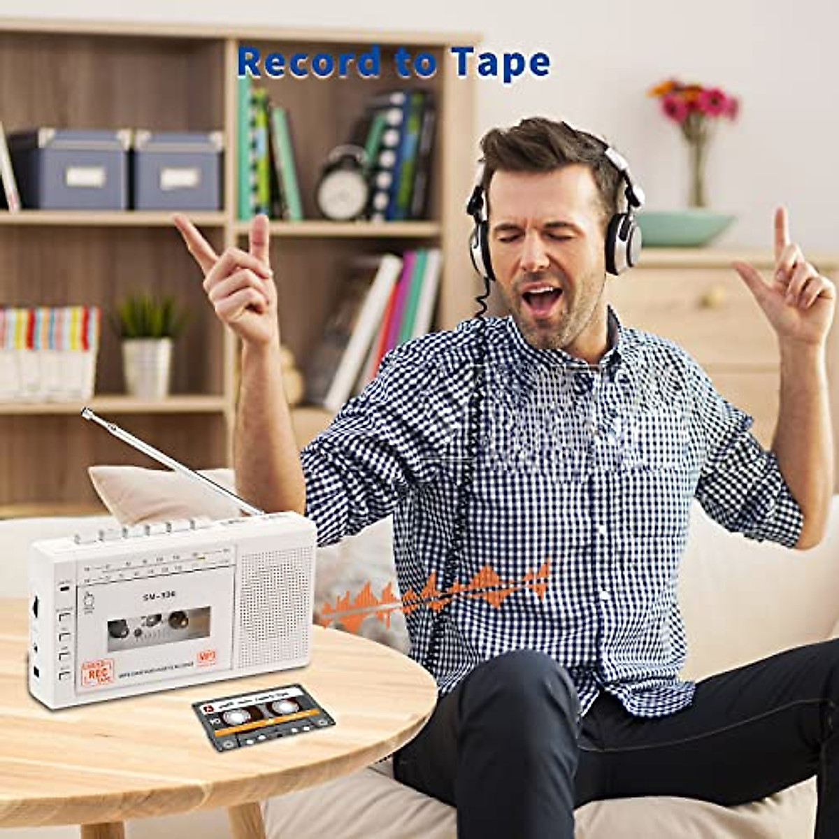 Portable Cassette Player Recorder, Cassette to MP3 Digital Converter via USB or Micro SD Card, Powered by AC or 4 AA Battery AM FM Radio Tape Walkman, Build-in Speaker and Microphone