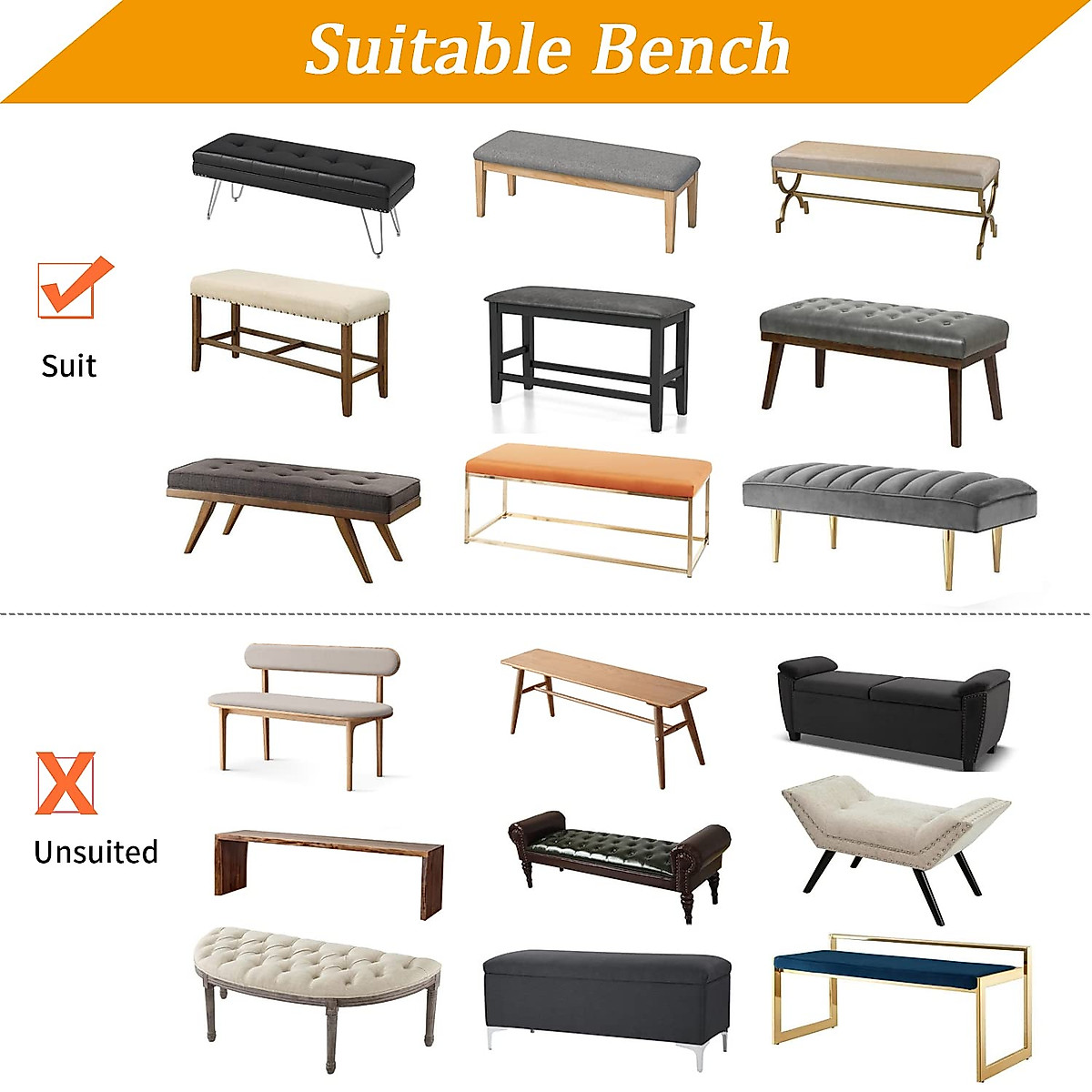 Fuloon Stretch Jacquard Dining Bench Cover - Anti-Dust Removable Bench Slipcover Washable Bench Seat Protector Cover for Living Room, Bedroom, Kitchen (Beige)