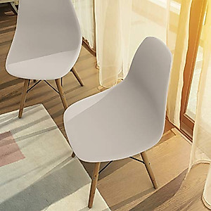 Giantex Dining Chairs Set of 2 White, Pre Assembled Mid Century Modern Dining Chairs with Wood Legs, Armless Kitchen Chairs, Plastic Dining Side Chair for Dining Room, Kitchen, Living Room