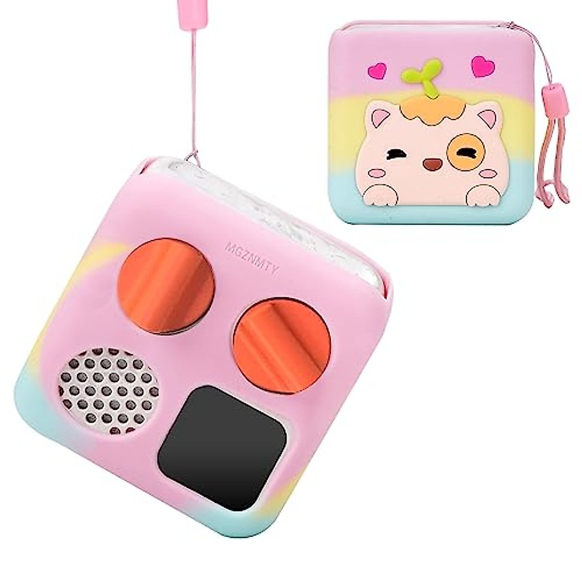 MGZNMTY Multicolor Silicone Case Compatible with Yoto Mini Player, Protective Sleeve Cover for Kids Audio Music Player, Cat Pattern Designed for Mini Player Jacket (Macarons)
