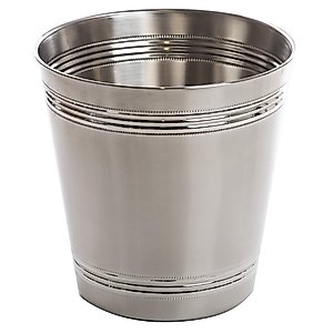 BINO Metal Waste Basket for Home, Office, Bathroom, Dorm, Kitchen and More - Trash Can Bin for Bedroom - Desk Trash Can - Room Trash Can - Home Essentials (Matte with Shiny Striped Rope)