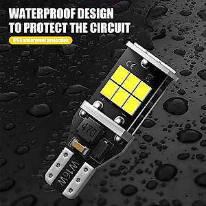 gunhunt 2 PCS Car Illumination Lights, T15 Reverse Light, Super Bright LED Bulb, High Power Decoding 3535 Chip Bulbs, Extremely Super Bright, Universal Bulbs Replacement (White Light)