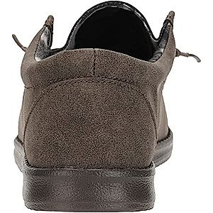 WHITIN Men's Slip on Loafers Suede Recycled Leather Boat Shoes Casual Deck Sneakers Size 13 Lightweight Winter Warm MOC Toe Walking Dark Brown 47