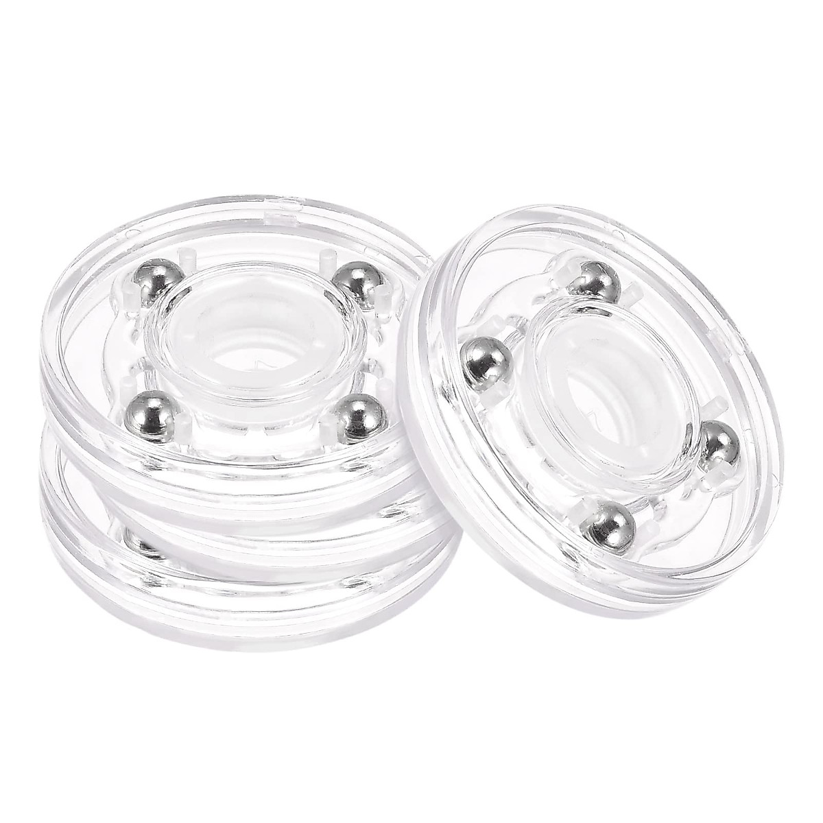 MECCANIXITY 2inch Rotating Swivel Stand with Steel Ball Bearings Lazy Susan Base Turntable for Kitchen Corner Cabinets, Clear Pack of 4