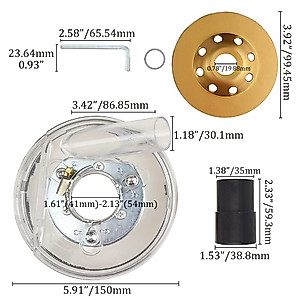 XINGYHENG Dust Shroud Kit Dry Grinding Dust Cover 100-150mm Adjustable Angle Grinder with 4 Inch Concrete Diamond Grinding Cup Wheel