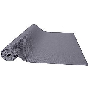 Signature Fitness All-Purpose 1/4-Inch High Density Anti-Tear Exercise Yoga Mat with Carrying Strap , Gray