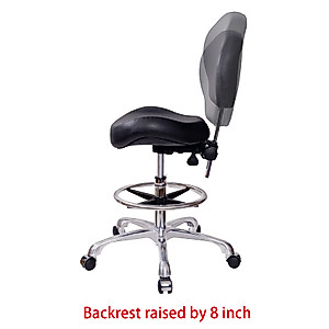 MWOSEN Height Adjustable Rolling Stools Drafting Chair with Backrest & Foot Rest,Tilt Back,Work from Home Chair,for Studio,Dental,Office,Salon and Counter, (Black)