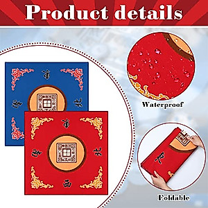 2 Pcs Universal Mahjong Mat, Mahjong Table Cover Slip Resistant Mat Table Reduction Mahjong Pad for Game, 30.7 x 30.7 Inches (Blue, Red)