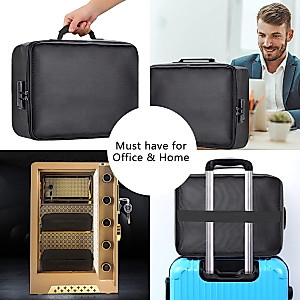 ruboka Fireproof Document Bag, 3-Layer Fireproof Document Organizer with Lock, Home Office Travel Fireproof Lock Box, Portable Fireproof Document Safe for Files Passport Certificates