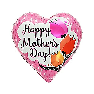 20pcs Happy Mother's Day Heart Balloons Foil Love You Mom Balloons for Mother's Day Mom Birthday Party Decorations (Random Styles)