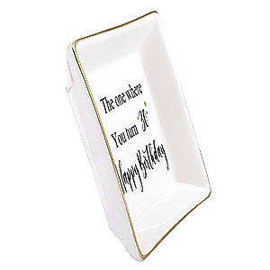 JOYIMARR 30th Birthday Gift for Women Ceramic Jewelry Holder Ring Dish - Funny Turn Thirty Gift Idea for Her,Friend,Daughter,Sister - The One Where You Turn 30 Happy Birthday