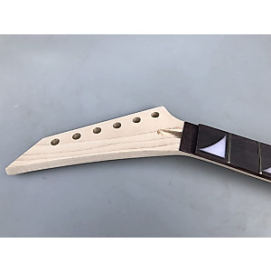 Maple Guitar Neck 24Fret 25.5inch Rosewood Fretboard Shark Fin Inlay Bolt One Heel Reversed head