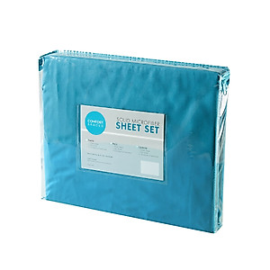 Comfort Spaces Microfiber Bed Sheets Set 14" Deep Pocket, Wrinkle Resistant, All Around Elastic - Year-Round Cozy Bedding Sheet, Matching Pillow Cases, Twin, Teal 4 Piece