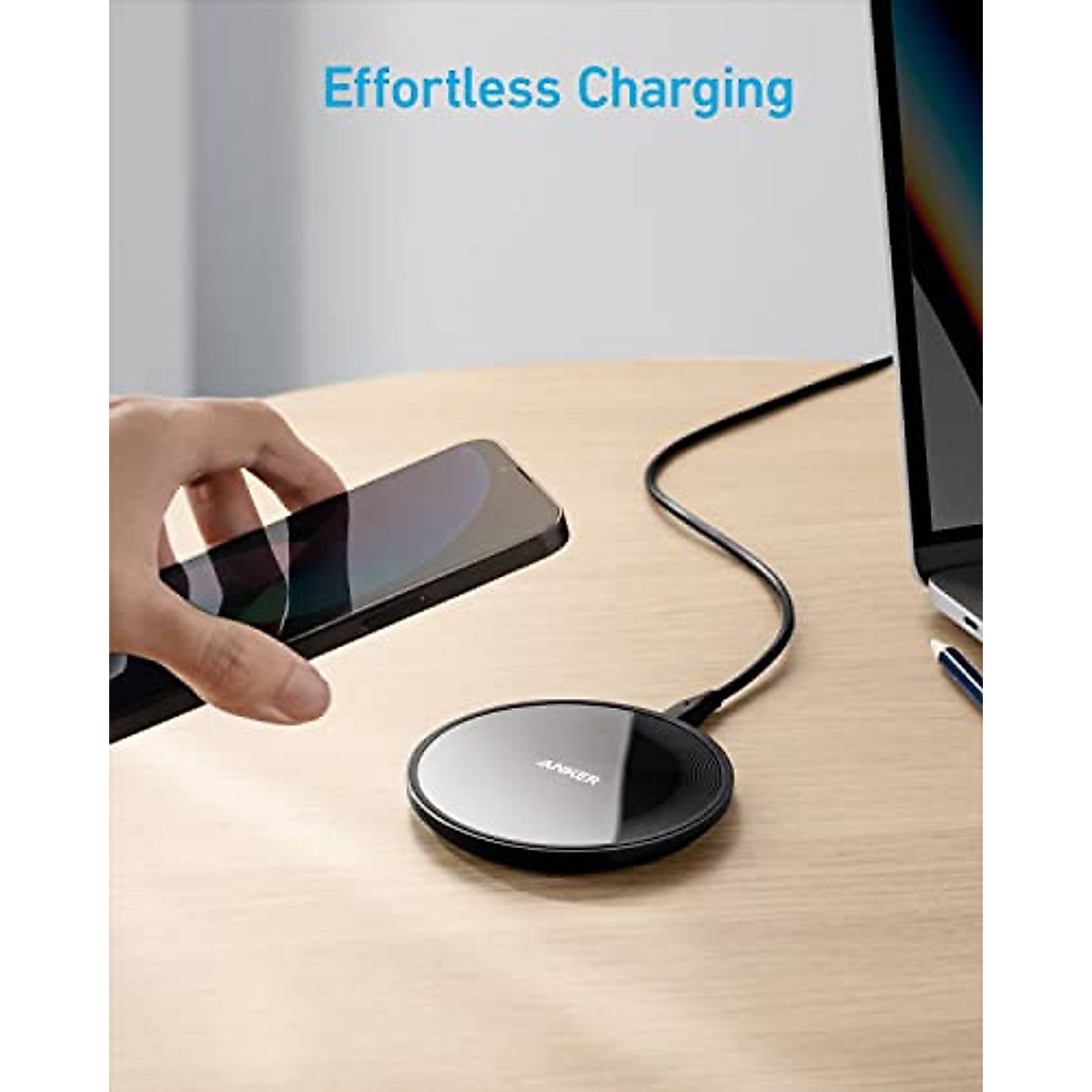 Anker 315 Wireless Charger (Pad), 10W Max Fast Charging, Compatible with iPhone 14/13 Series, Samsung S22, AirPods, Samsung Buds, Google Buds, and More (Wall Charger Not Included)