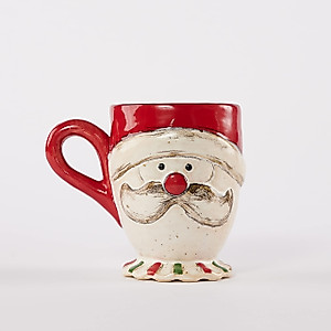 Mud Pie, Santa, Farmhouse Christmas Pedestal Mug, 16 oz, 1 Count (Pack of 1)