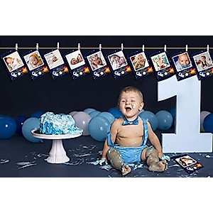 Space Photo Banner+Space High Chair Banner,First Birthday Decorations Picture Banner,Astros Birthday Party Decorations