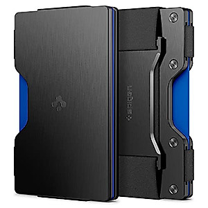 Spigen RFID Blocking Metal Wallet S Slim Minimalist Credit Card Holder for Men and Women with Cash Strap - Black