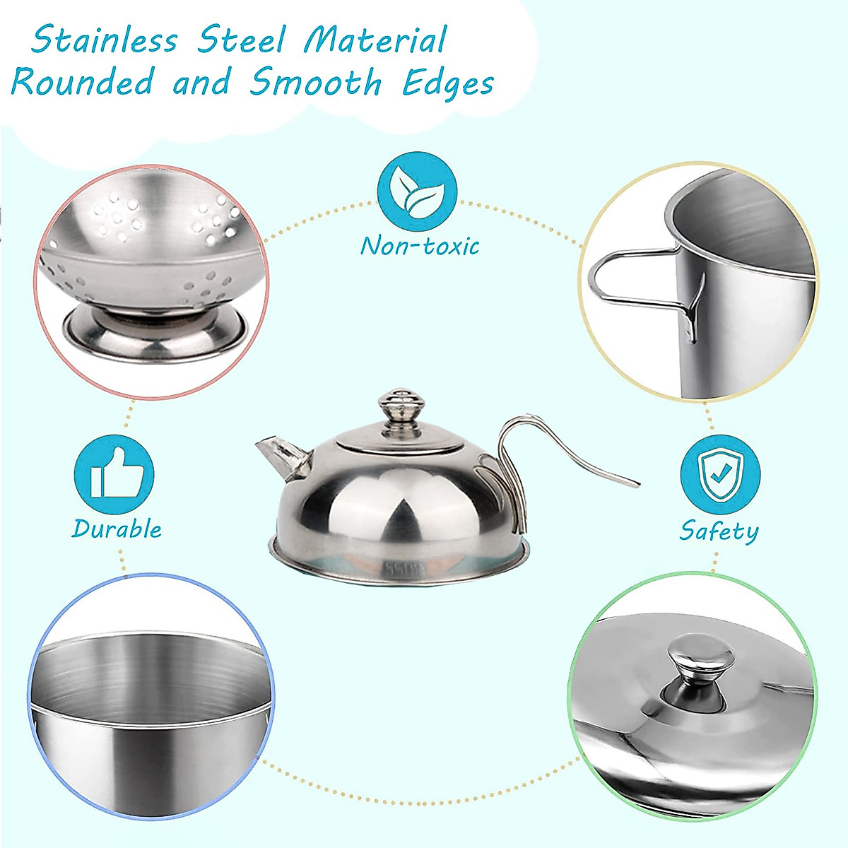 Holycco Play Kitchen Accessories, Kitchen Set for Kids with Play Pots and Pans, BBQ Camping Kitchen Playset, Pretend Kids Kitchen Accessories Toy Gifts for Girls, Grill Playset Toys for Boys Girls