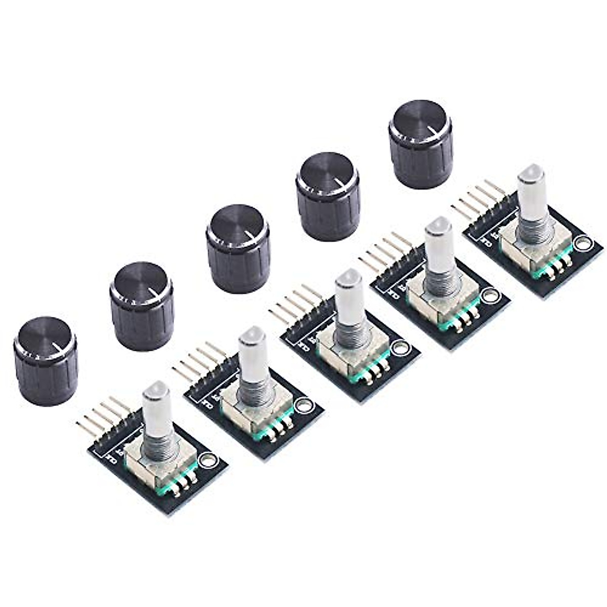 WayinTop 5pcs 360 Degree Rotary Encoder Module KY-040 Brick Sensor Development Board with Push Button for Arduino