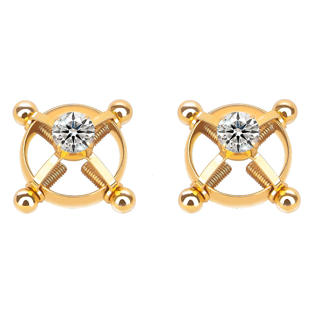 Viallct 2Pcs Non-Piercing Nipple Rings Stainless Steel CZ Nipple Shield Rings Adjustable Barbell Ring Bar Nipple Rings Body Nipple Jewelry