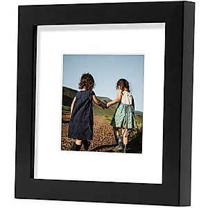 Golden State Art, 6x6 Square Wood Frame - White Mat Fit 4x4 inch Instagram Smartphone, Family Collage Photo - Wall Hanging - Real Glass - for Gift, Home (Black)