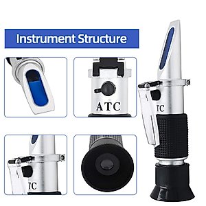 Abuycs Wine Refractometer for Testing Grape Wine Brewing, Wine Making, Measuring Sugar Content in Original Grape Juice, Predicting The Wine Alcohol Degree, Dual Scale of 0-40% Brix & 0-25% vol Alcohol