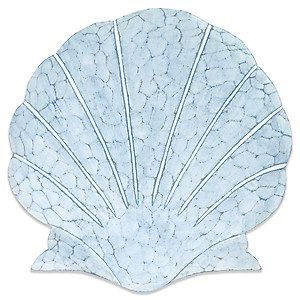 T.I. Design Hand-Carved Coastal Aqua Scallop Shell Beach Wall Decor