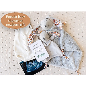 Yuppie Mommy Bonny & Bo Woodlands Bunny Handmade Lovey Security Blanket Gift Set of 2, Baby Boy or Girl — Soft Baby Blankets with Bunny Stuffed Animals with Pacifier Ties Lovies for Newborns or Babies