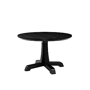Walker Edison Caely Modern Simple Round Dining Table with Pedestal Base, 48 Inch, Black