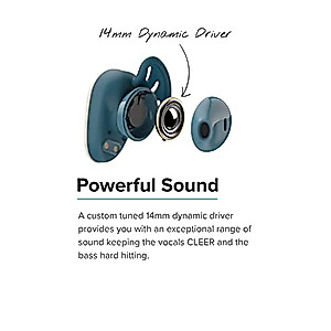 Cleer Goal Sport True Wireless Earbuds with 20 Hour Battery, for Workout and Exercise, Water and Sweat Resistant, Touch Controls, and High Audio Quality and Bass, Stone