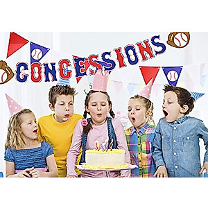 2PCS Baseball Party Concessions Paper Banner - Sports/Baseball Themed First Birthday Party Decorations Supplies Favors Wall Home Decor Photo Prop Paper Garland