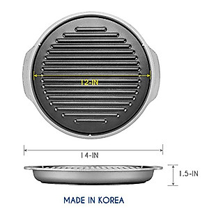 TECHEF - TRUE GRILL PAN - Stovetop Nonstick Indoor/Outdoor Smokeless BBQ Grill Set, including a Grill Plate and Alumium Drip Tray