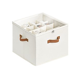 StorageWorks Shoe Organizer for Closet, Fabric Shoe Storage Bins with Clear Cover, Adjustable Dividers for Shoe Storage, Beige, 1-Pack, Shoe Cube Organizer Fits up to 16 Pairs