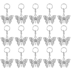 PHAETON 15PCS Butterfly Keychain Butterfly Shape Key Chain Charms for Backpacks, Purses, Luggage, Birthday Party Favors, Goodie Bag Fillers for Women
