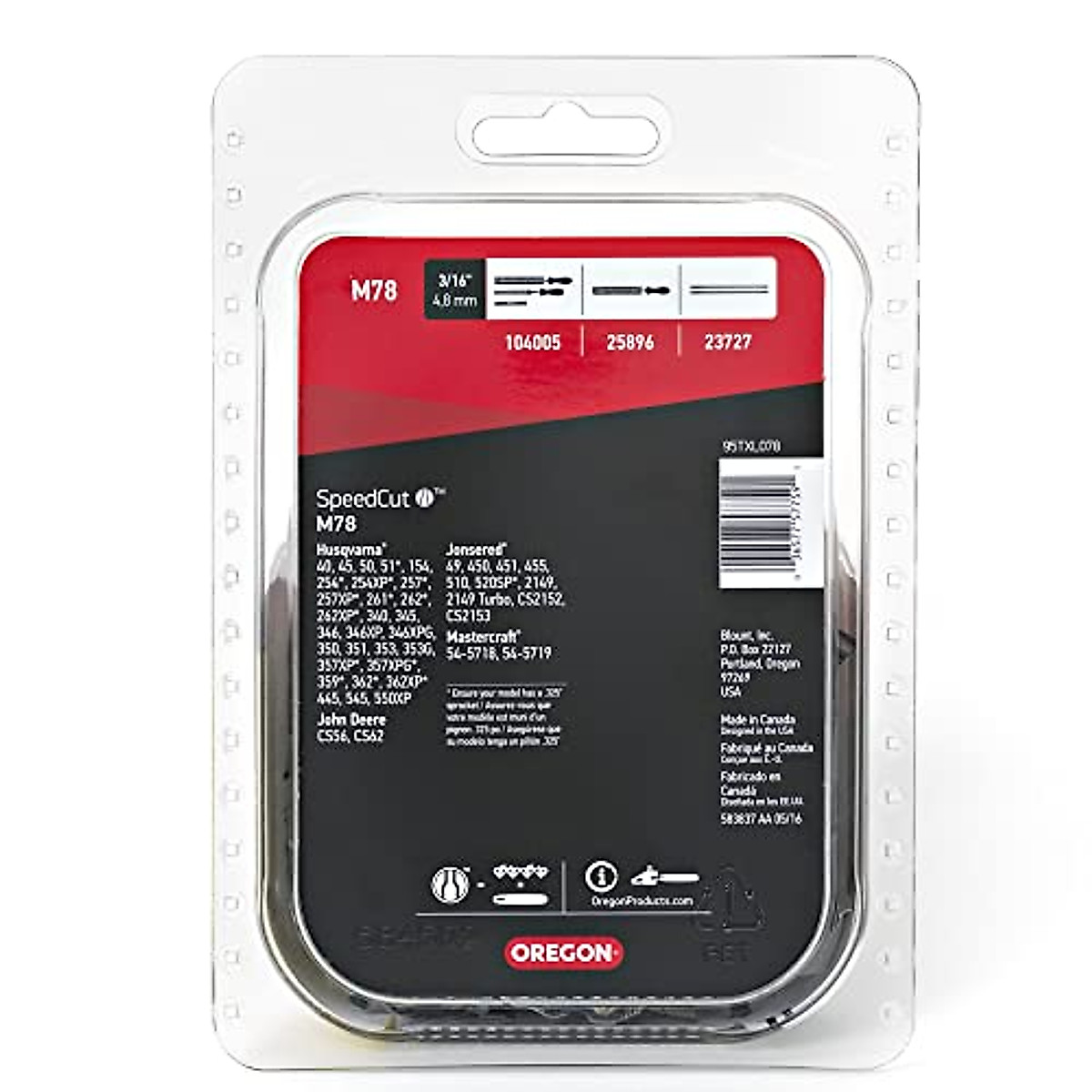 Oregon M78 SpeedCut Replacement Chainsaw Chain for 20-Inch Guide Bars, 78 Drive Links, Pitch: .325" Low Vibration, .063" Gauge