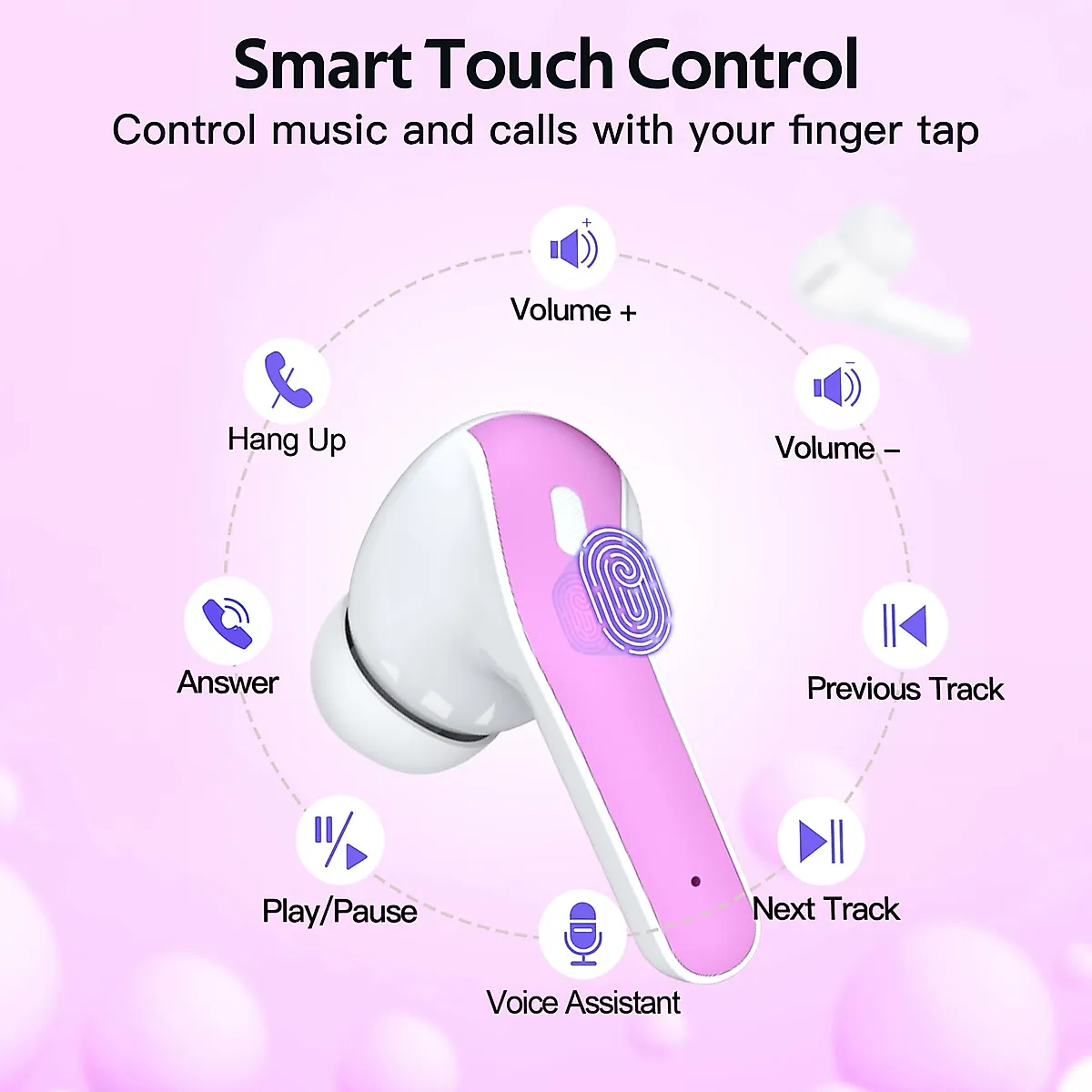 TAGRY Bluetooth Headphones True Wireless Earbuds 60H Playback LED Power Display Earphones with Wireless Charging Case IPX5 Waterproof in-Ear Ear buds with Mic for TV Smart Phone Laptop Computer Sports