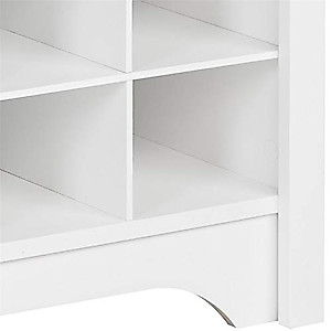 Trent Home Engineered Wood 36 Cubby Versatile Wooden Shoe Cubby Console in White