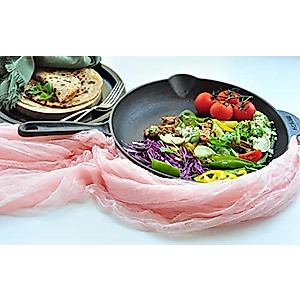 IMUSA USA 12" Cast Iron Skillet with Helper Handle for Indoor & Outdoor