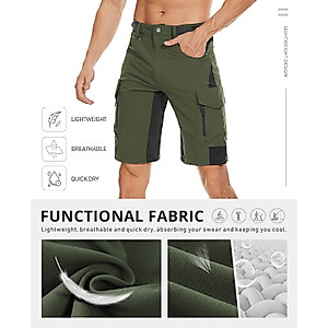 Cycorld Mens-Mountain-Bike-Shorts, Loose Fit with Zippered Pockets, MTB, Cycling,Hiking,Cargo,Outdoor Lightweight Shorts(Army Green, XX-Large)