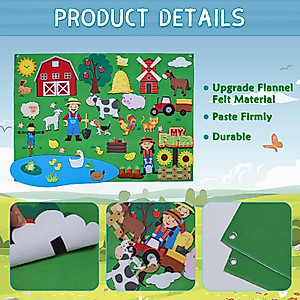 HomeMall 40Pcs Farm Animals Felt Story Board Set, 3.5 Ft Toddlers Preschool Farmhouse Themed Early Learning Storytelling Flannel Board - Barnyard Domestic Livestock Interactive Play Kit for Boys Girls