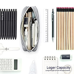 Big Capacity Pencil Case, DOBMIT Pure Color Pen Pouch with Zipper Stationary Storage Bag for Students Officers, Concrete Grey