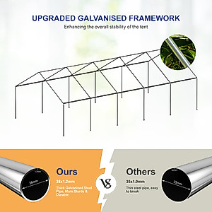 PHI VILLA 32'x16' Outdoor Heavy Duty Party Tent Large Commercial Canopy Wedding Event Shelter Carport with Removable Sidewalls & 4 Storage Bags for Patio Outdoor Garden Events, White