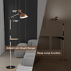 Buanick Floor Lamp with USB Charging and Tray,Super Bright Dimmable LED Floor Lamps for Living Room, Double Luminaire Floor Lamp for Bedroom and Office-Golden
