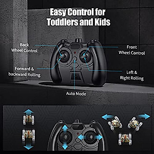 Kizeefun RC Stunt Car Invincible 360°Rolling Twister with Colorful Lights & Music Switch, Rechargeable Remote Control Car for Boys and Girls