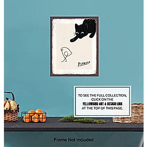 Pablo Picasso Wall Art & Decor - Cat Wall Decor - Cute Cat Lover Gifts for Women - Abstract art Minimalist Mid-century modern Line art - Gallery Wall Art - Rustic Black cat Home Decor - Picasso Poster
