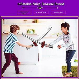 Cotiny 16 Pack Inflatable Ninja Sword Samurai Sword Toy Weapons Inflatable Katana Blow Up Costume Sword for Kids Adults Swimming Pool Party Ninja Cosplay Accessories