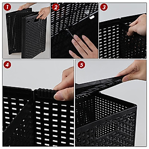 Udotry Plastic Folding 2 Compartments Laundry Hamper, Collapsible 2 Sections Laundry Basket with Lid, Black